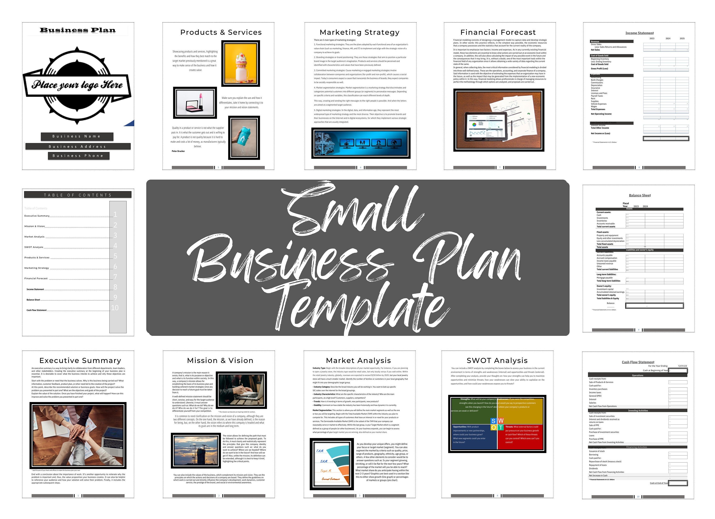 Small Business Plan Template, Business Seed Investor Proposal, Fully ...