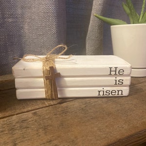 Farmhouse Wood Book Stack: He is Risen, Easter Tiered Tray Decor - Etsy