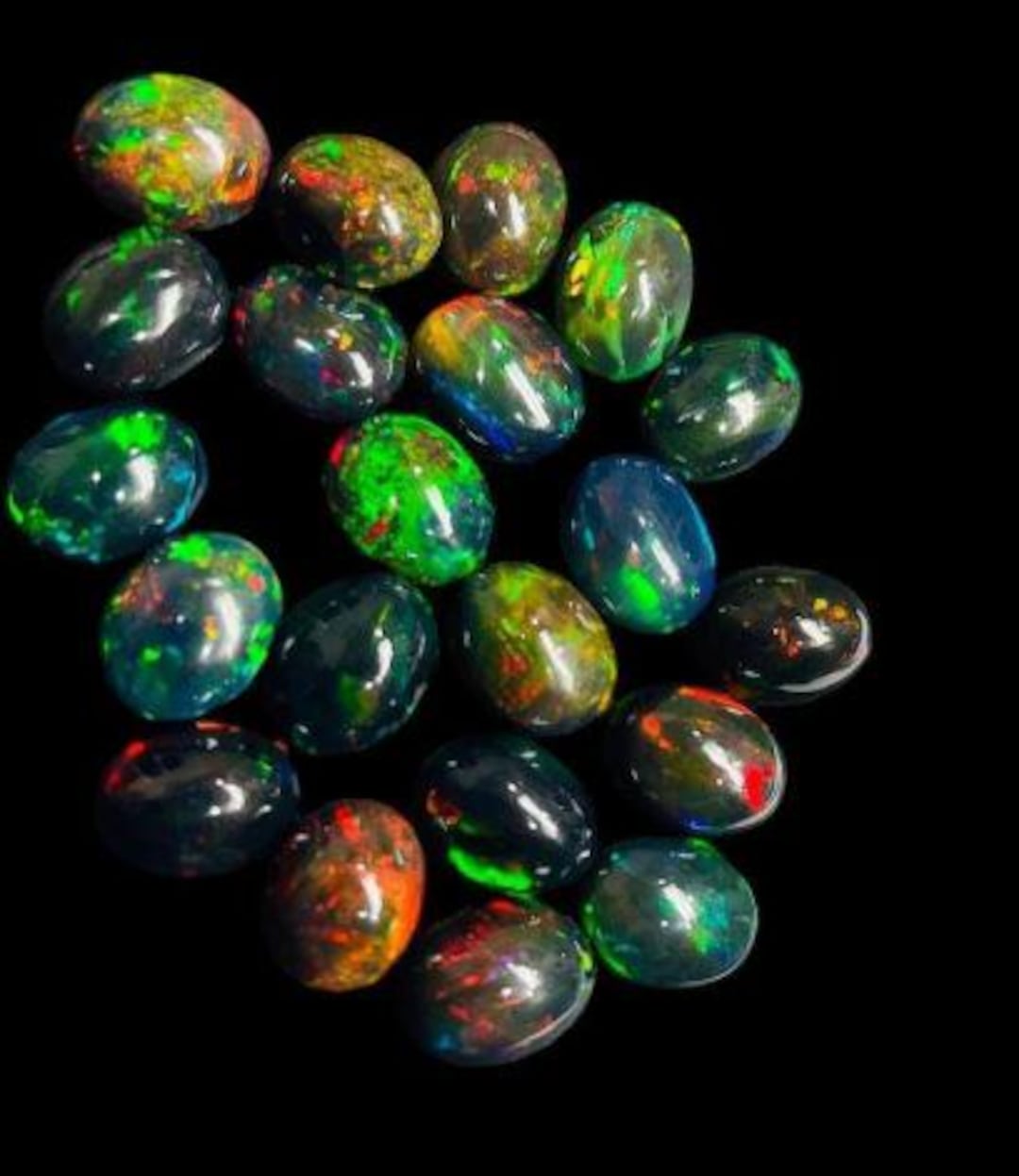 5x7mm Natural Black Opal Gemstone Cabochon Lot, CALIBRATED Oval Black ...