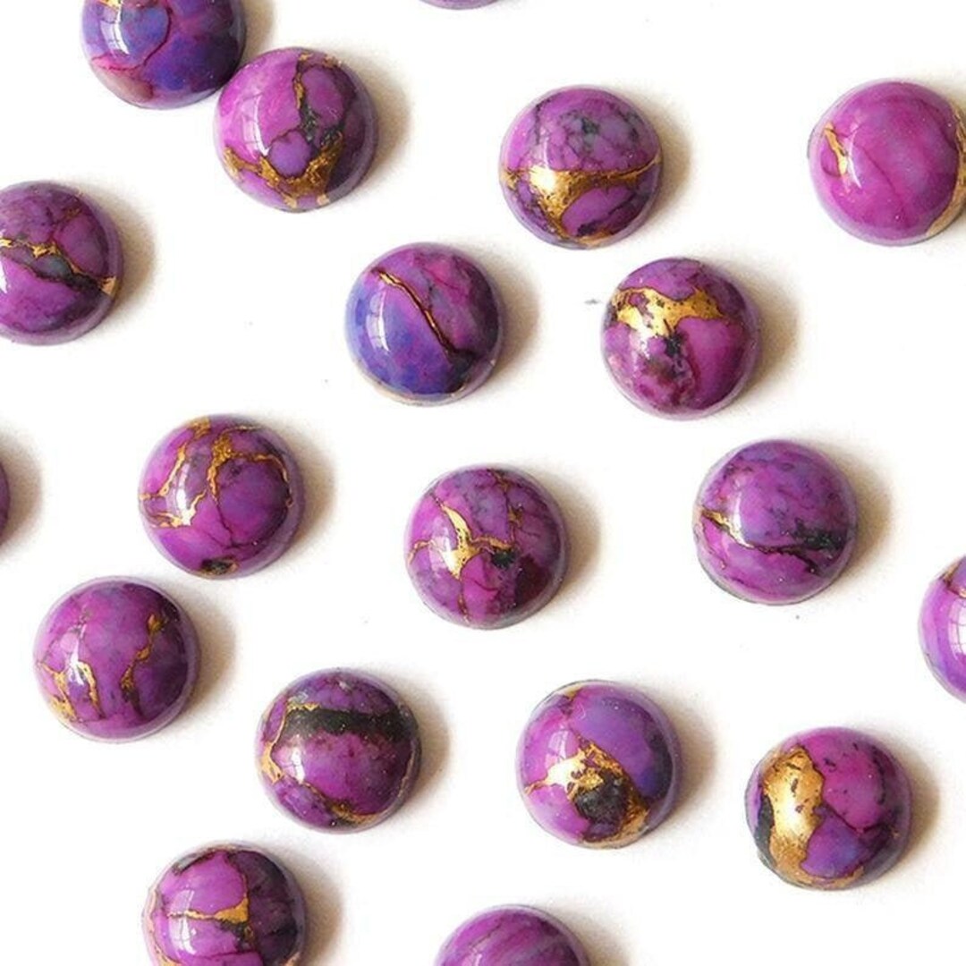 10mm Purple Copper Turquoise Cabochon Lot, CALIBRATED Round Loose Stone ...