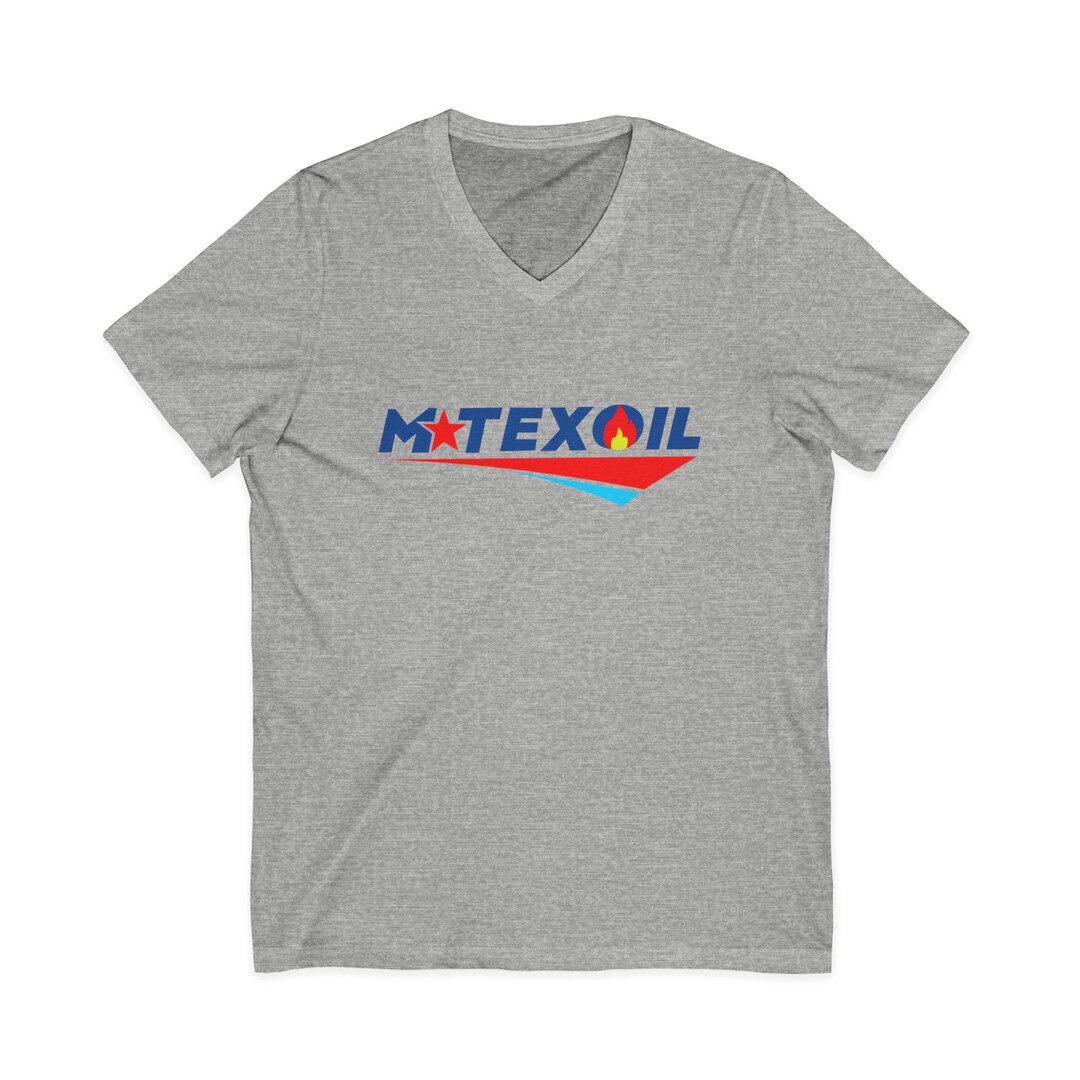 M-tex Oil Logo Tee | V-neck T-shirt, Gas Station Graphic Similar to the ...