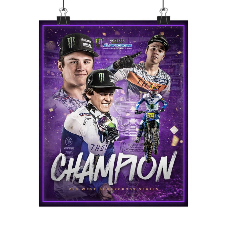 Supercross Champion Matte Vertical Poster, Haiden Deegan, Yamaha, West ...
