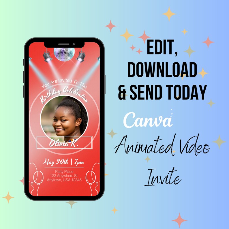 Disco Ball Animated Digital Invitation - Etsy