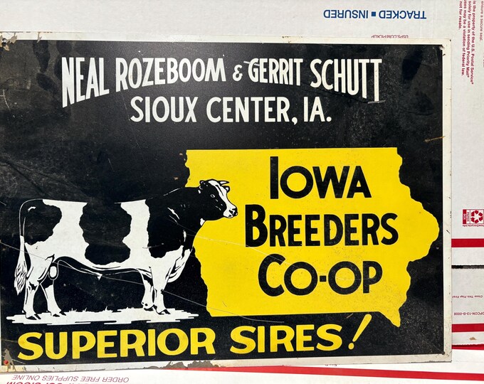 Iowa Holstein Dairy Cow Sign Vintage Antique Farm Cattle Milk Feed ...