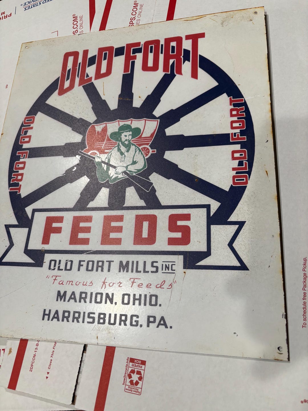 Vintage Old Fort Feed Store Sign Antique Cattle Farm Advertising Marion ...