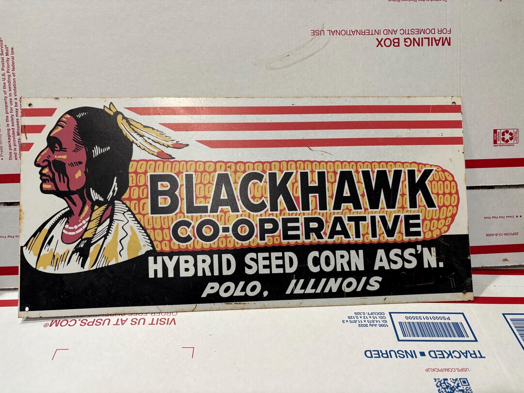 Blackhawk Corn Seed Vintage Sign Polo IL Antique Farm Advertising ...