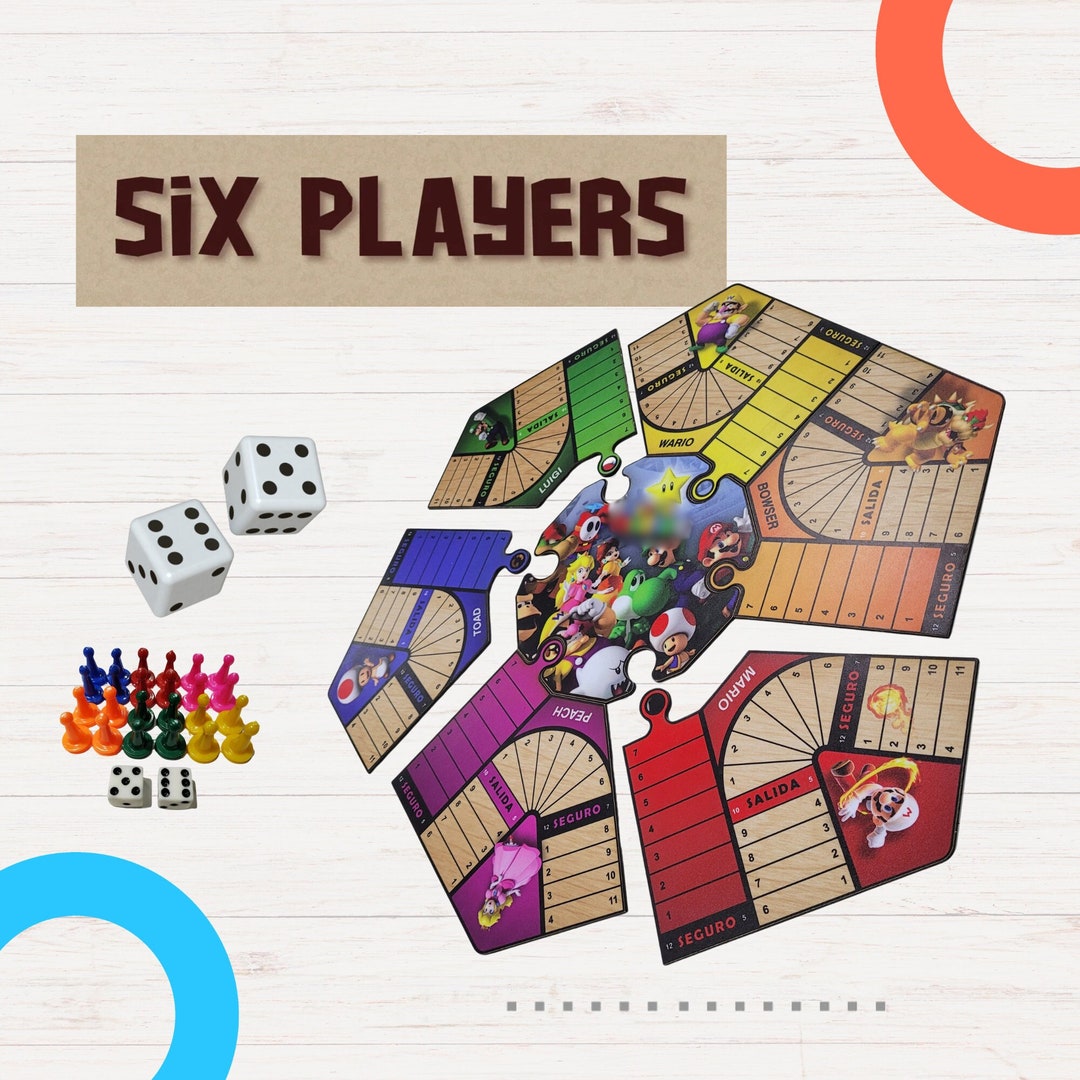 Mario Bros Parcheesi 6 Players, Wood Parcheesi, Family Board Game ...