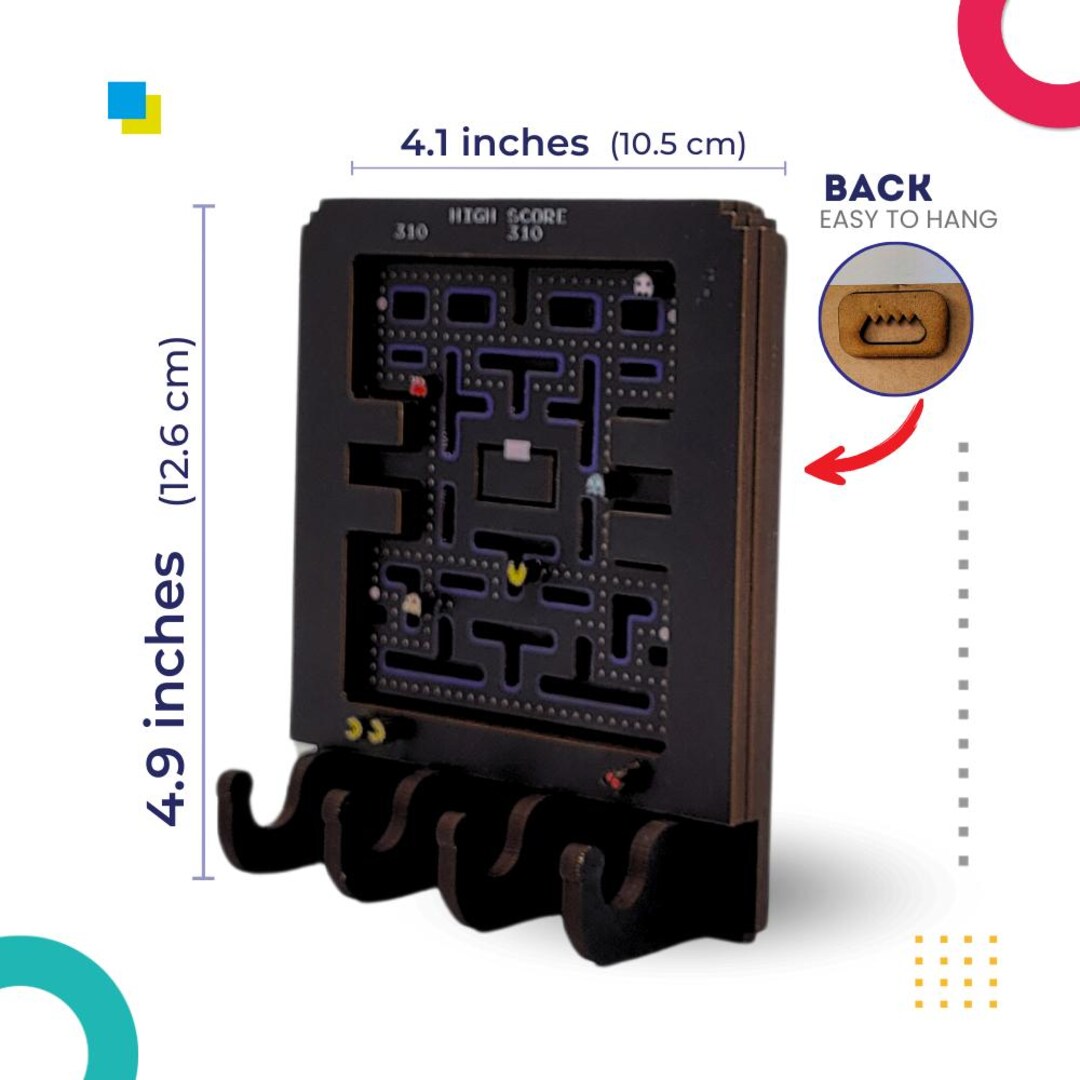 Pac-man Key Holder - Retro Arcade Game Wall Organizer - 3D Laser Cut ...