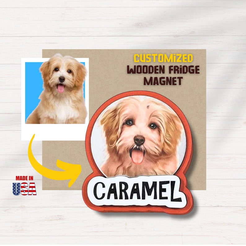 Dog Portrait Magnets, Custom Pet Magnets for Dogs, Photo Magnet for ...