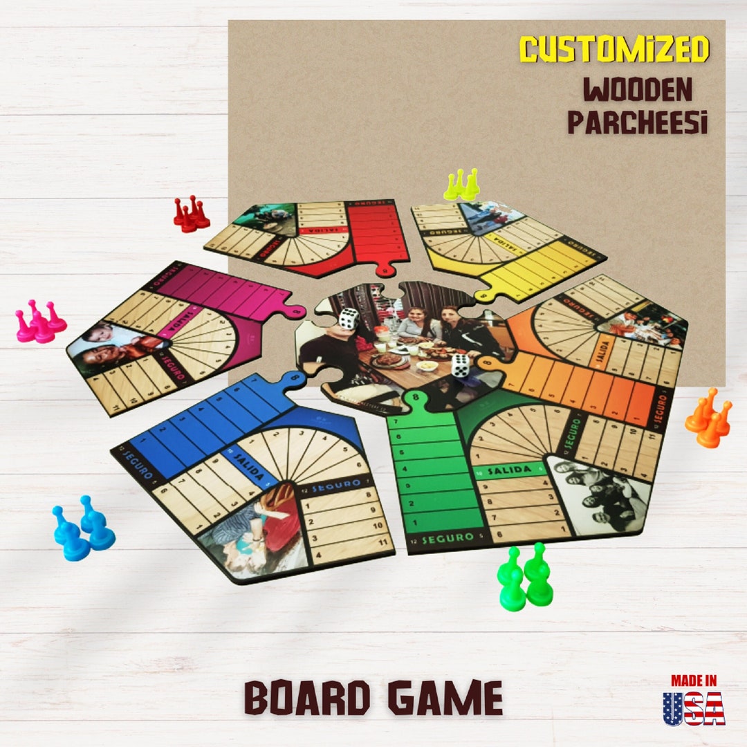 Custom Parcheesi 6 Players, Wood Parcheesi, Family Board Game, Custom ...