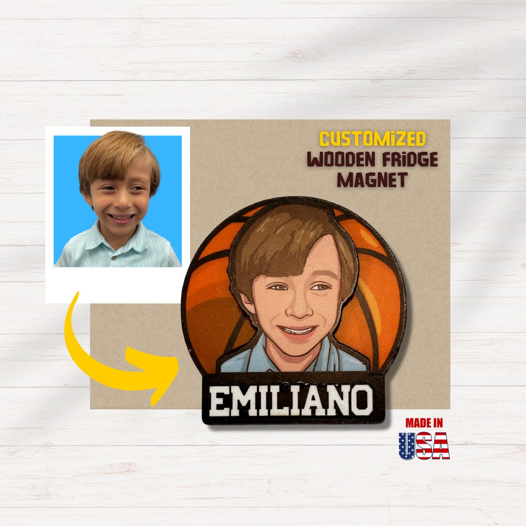 Basketball Magnet With Photo, Name, Custom Kids Refrigerator Magnet ...