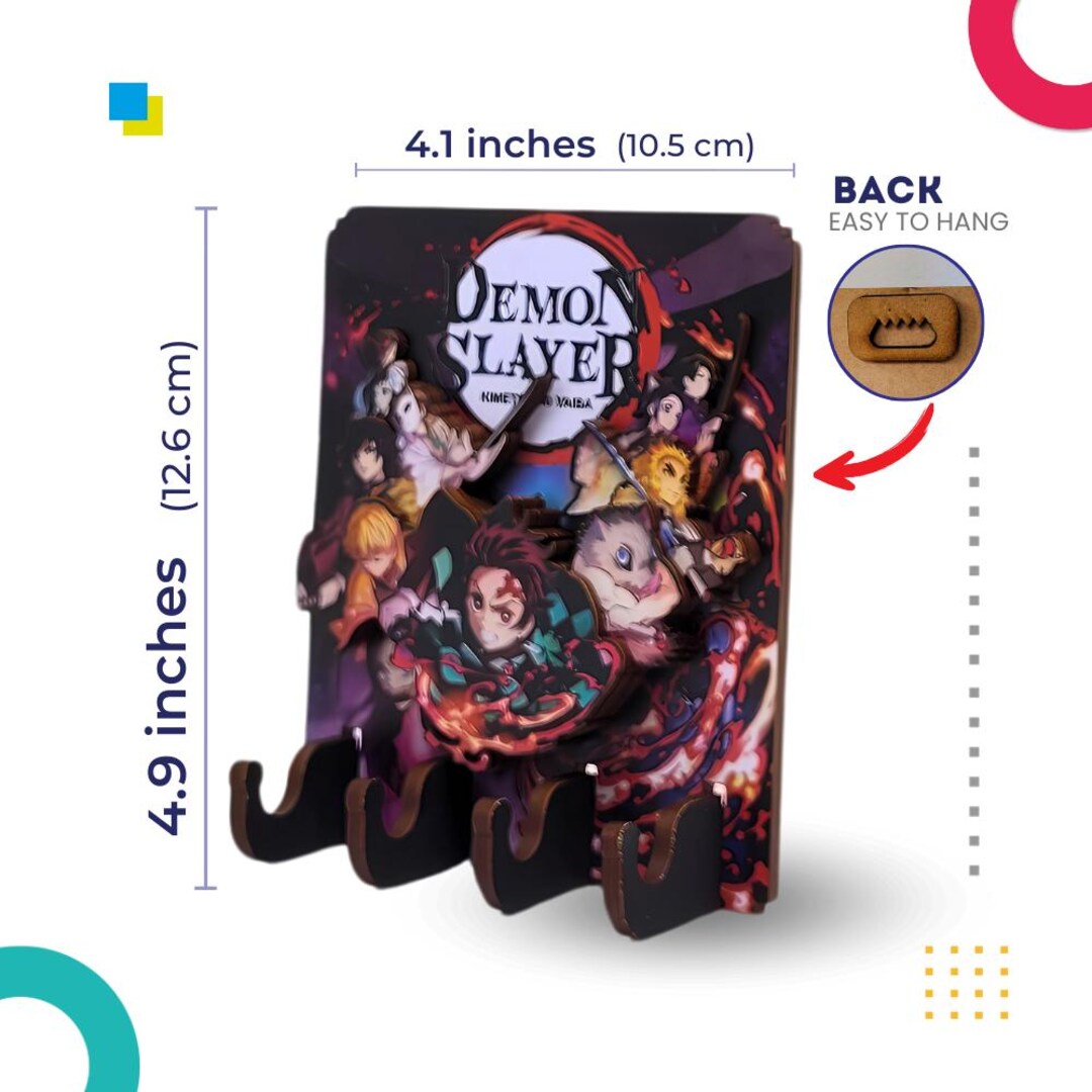 Demon Slayer Key Holder - Anime Wall Organizer - 3D Laser Cut MDF Wood ...