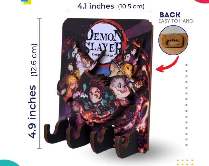 Demon Slayer Key Holder - Anime Wall Organizer - 3D Laser Cut MDF Wood ...