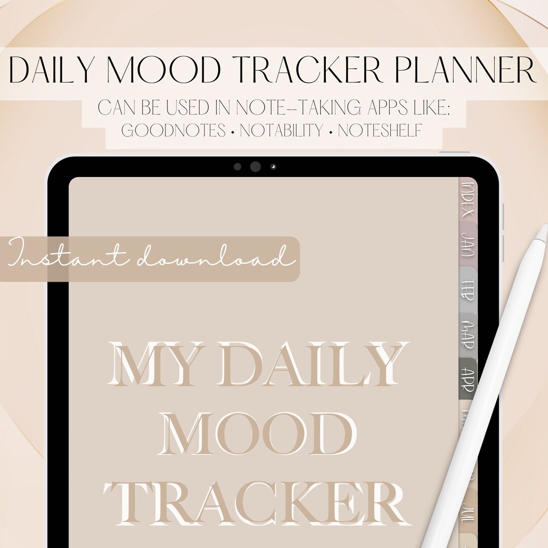 Daily Mood Tracker, Goodnotes, Notability, Digital Products, Goodnotes ...