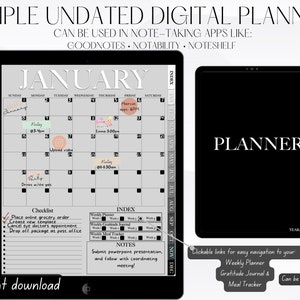 Undated Digital Planner, Goodnotes, Notability, Digital Products ...