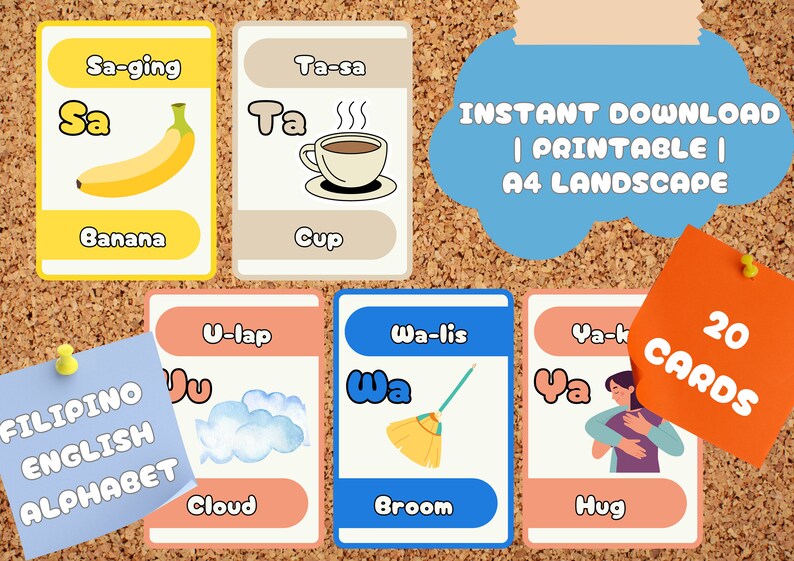 Abakada Flashcards, Filipino Alphabet Flashcards, Filipino Learning ...