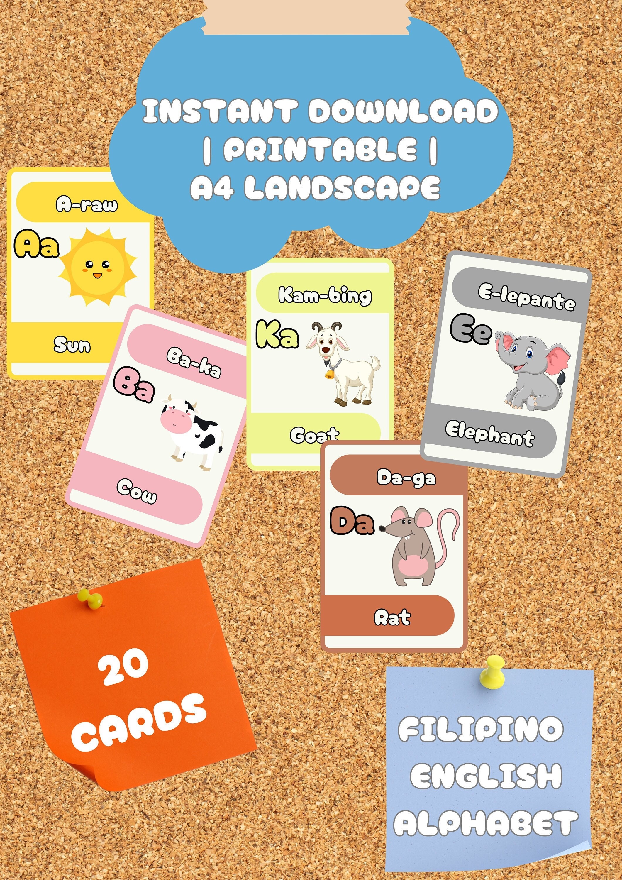 Abakada Flashcards, Filipino Alphabet Flashcards, Filipino Learning ...