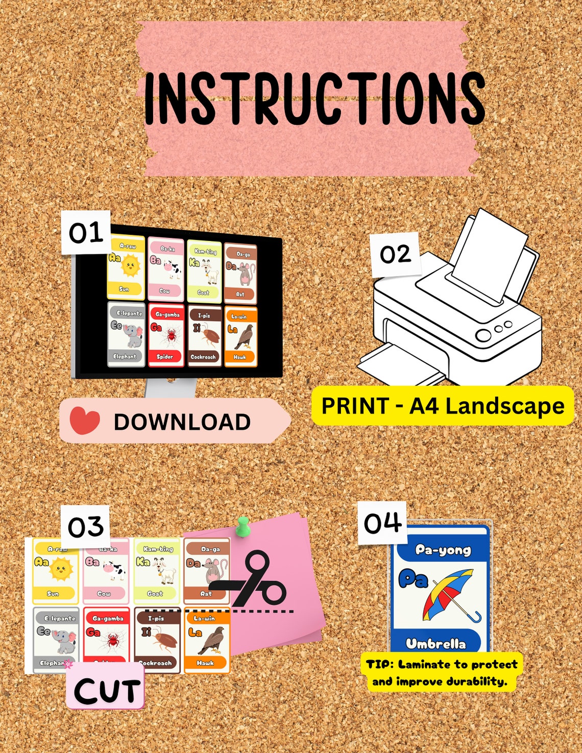 Abakada Flashcards, Filipino Alphabet Flashcards, Filipino Learning ...
