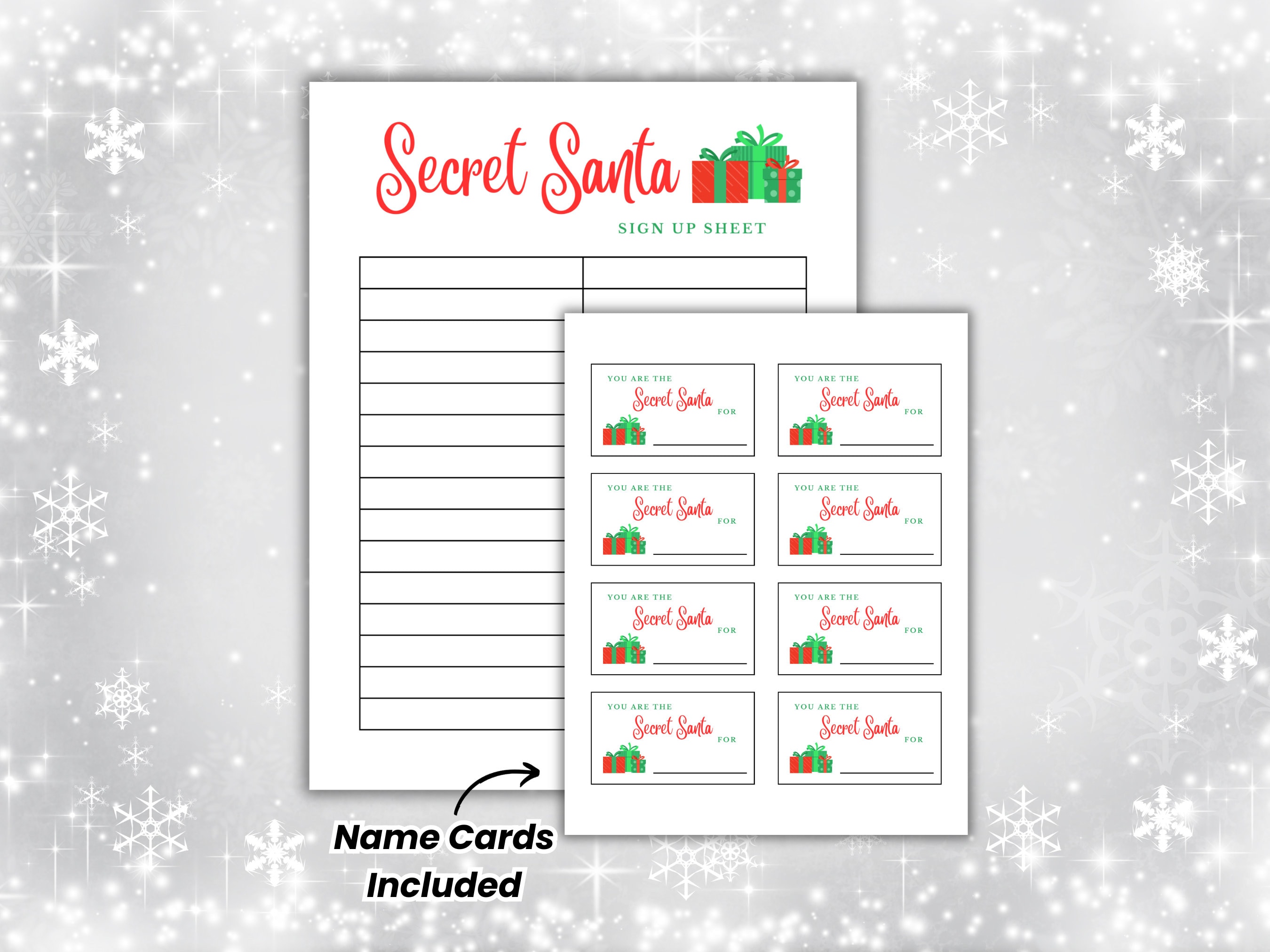 Secret Santa Sign up Sheet, Christmas Potluck Sign up Sheet, Work ...