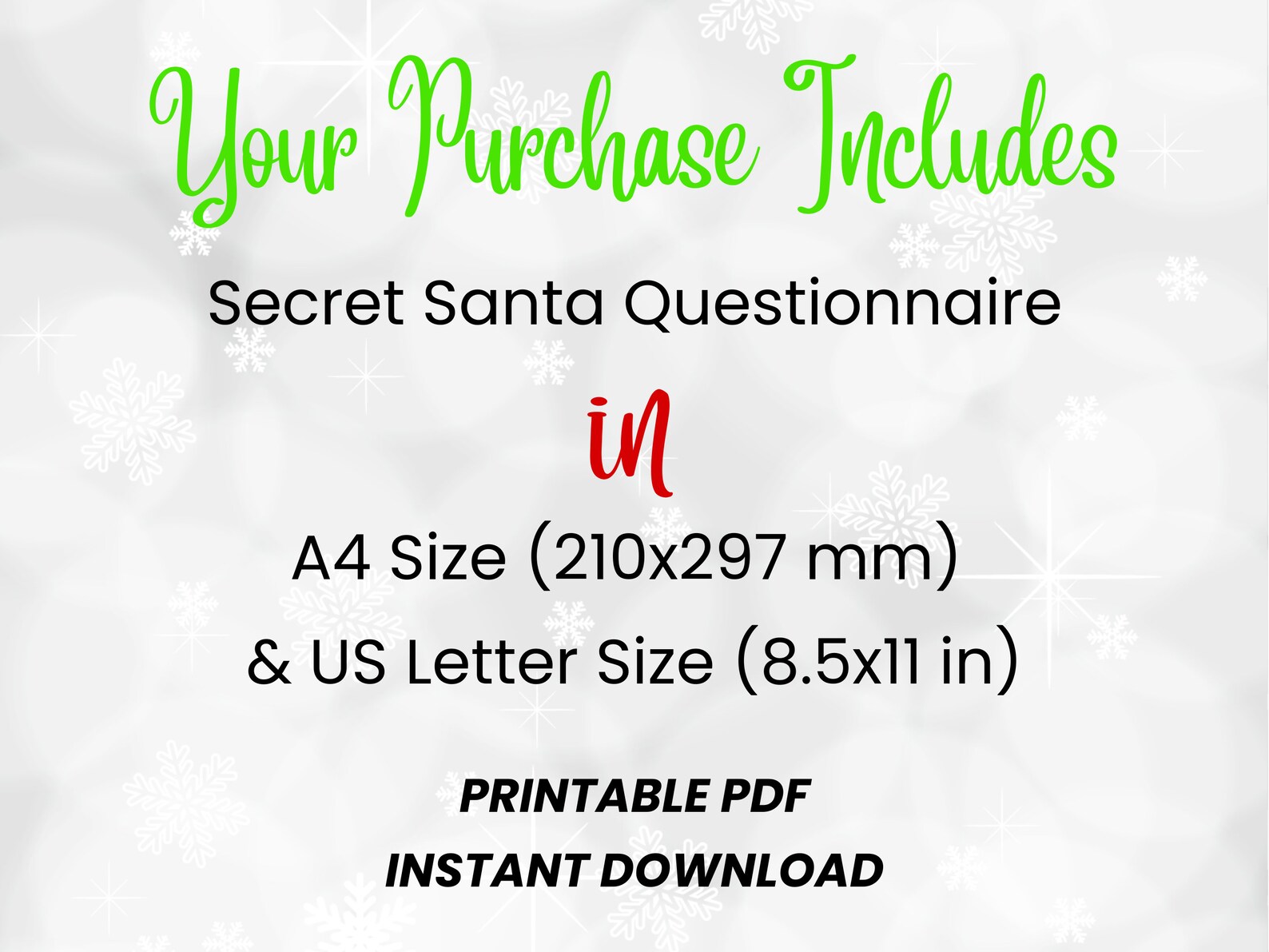 Secret Santa Questionnaire, Gift Exchange Form, Holiday Party, Coworker ...