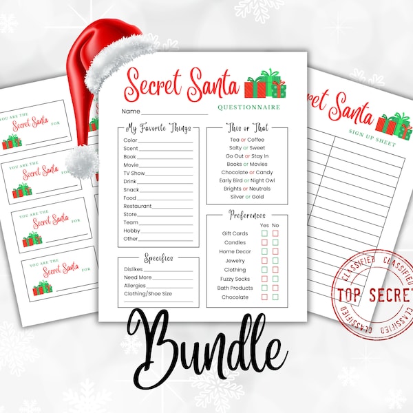Secret Santa Tags - Etsy