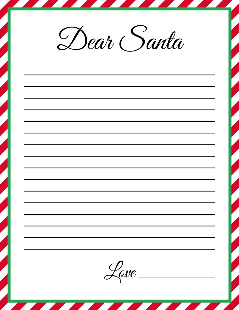 Kids Letter to Santa Dear Santa Letter PDF Kids Christmas Wishlist ...