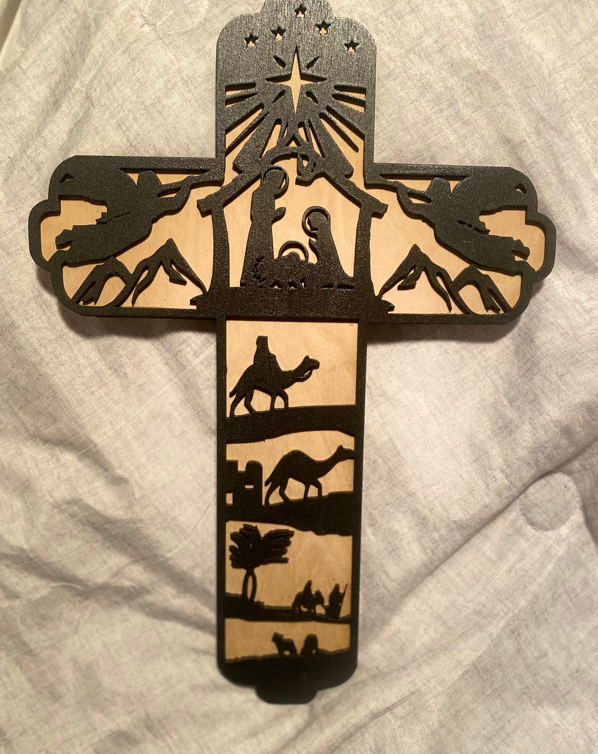 Wood 2 Layer Cross With Contrasted Christian Nativity Scene - Etsy