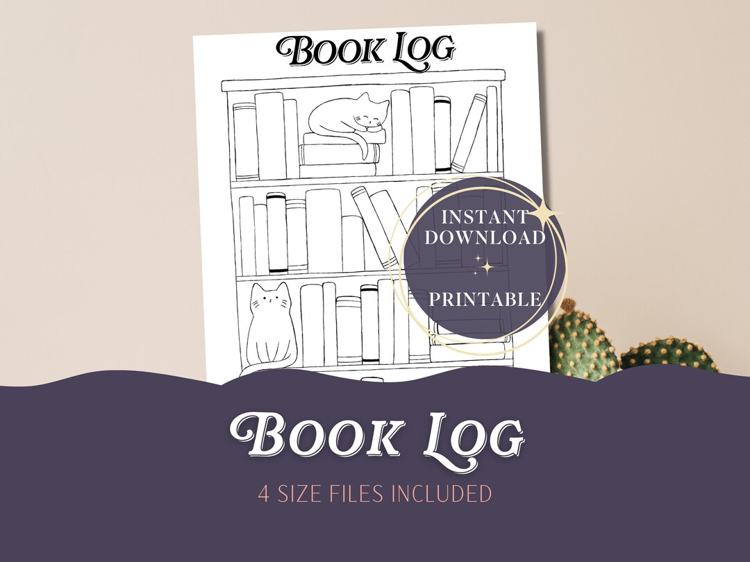 Reading Log on Bookshelf, Instant Download, Printable Book Tracker ...
