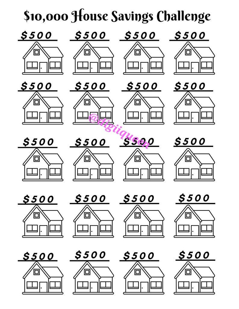 10,000 House Savings Challenge - Etsy