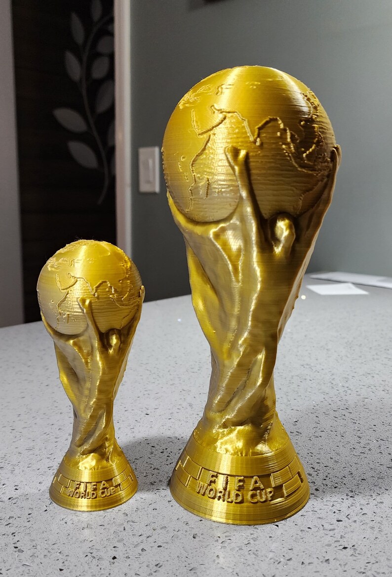 Replica World Cup Trophy W Name Tag 3D Printed Qatar World Cup Soccer ...