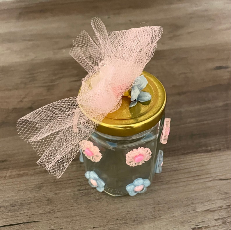 Cute!!! Small Hand Crafted Jar With Flower Accents. Adorable Favor for ...