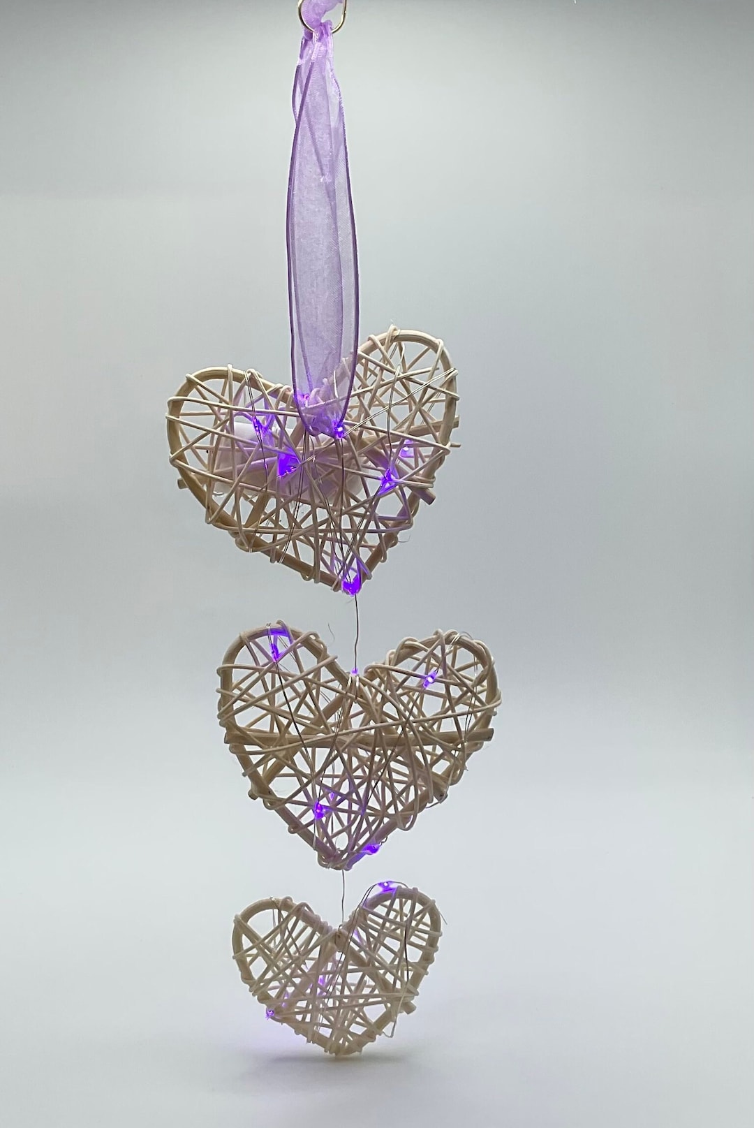 Valentine’s Day Hanging Heart Decoration With Purple Lighting - Etsy