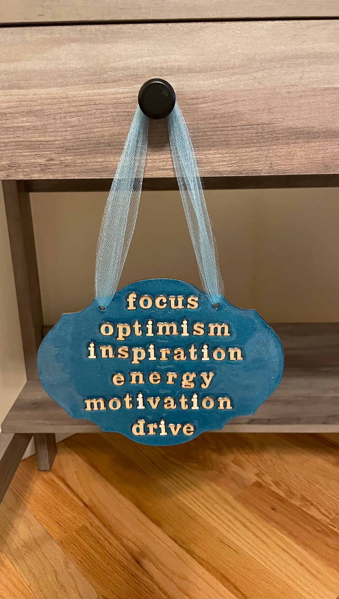 Scattered Words Teal Wooden Motivational Sign With Epoxy Resin Overlay ...