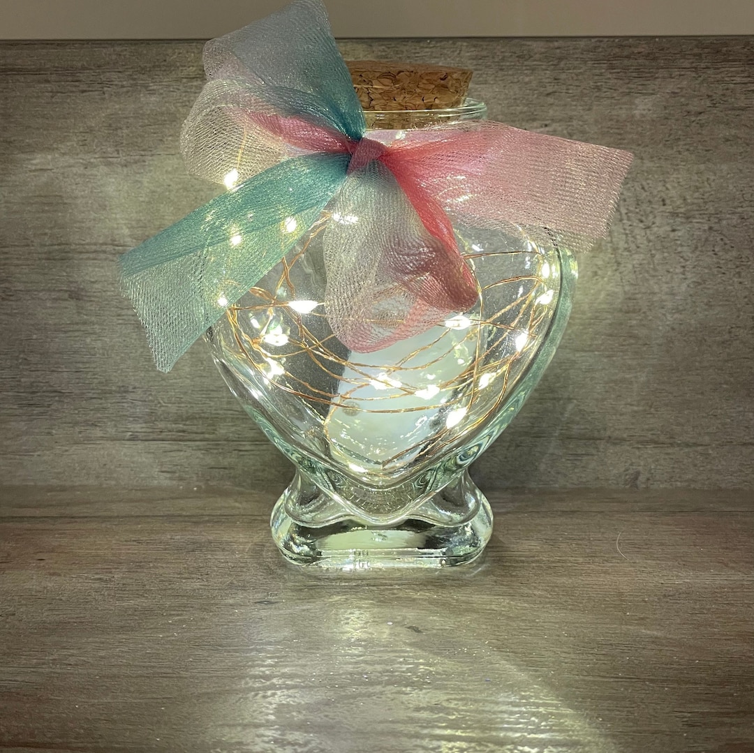 Super Cute Small Heart Shaped Glass Jar With Cork Lid and Copper Wire ...