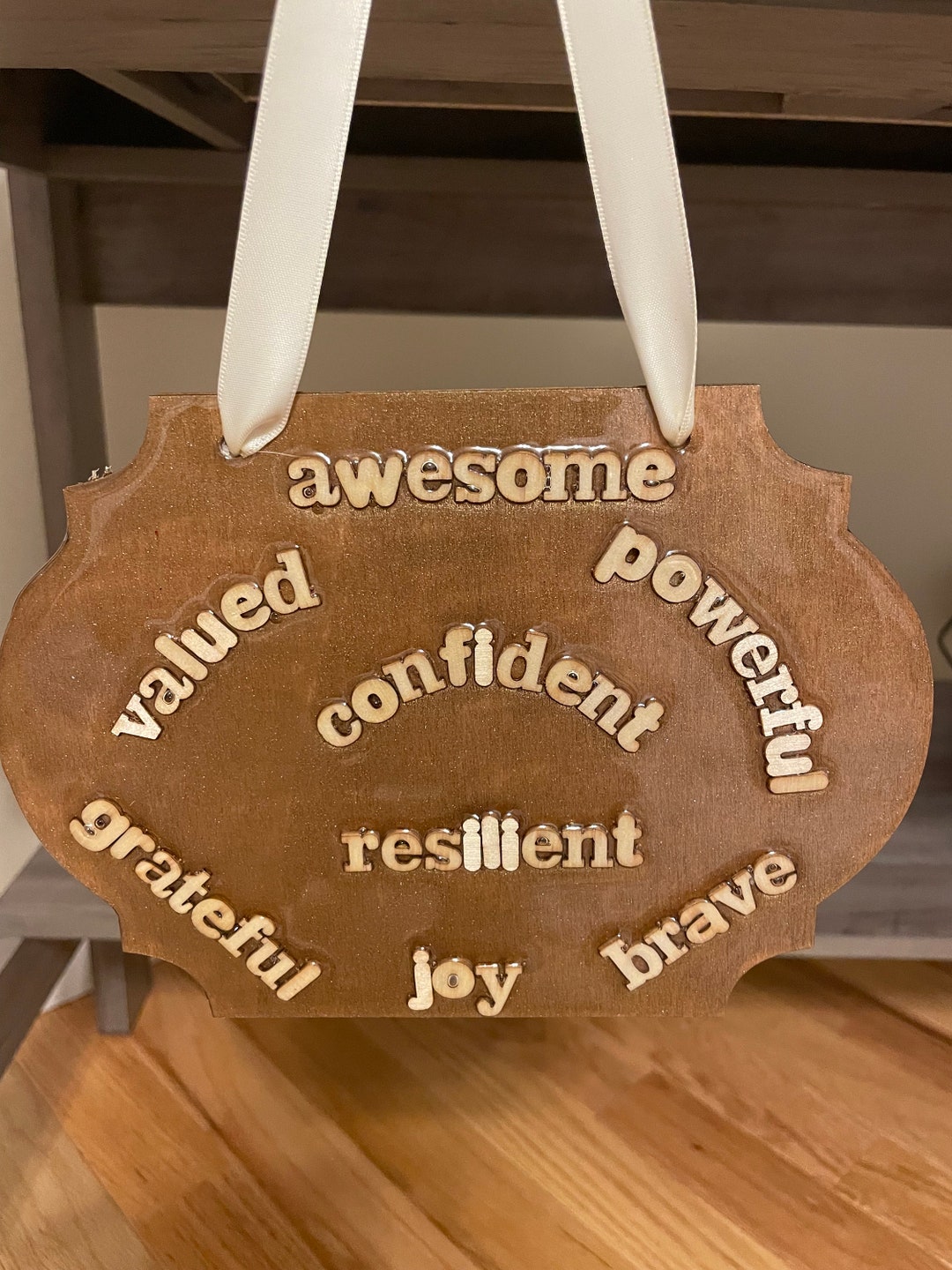 Scattered Words Wooden Motivational Sign With Epoxy Resin Overlay - Etsy