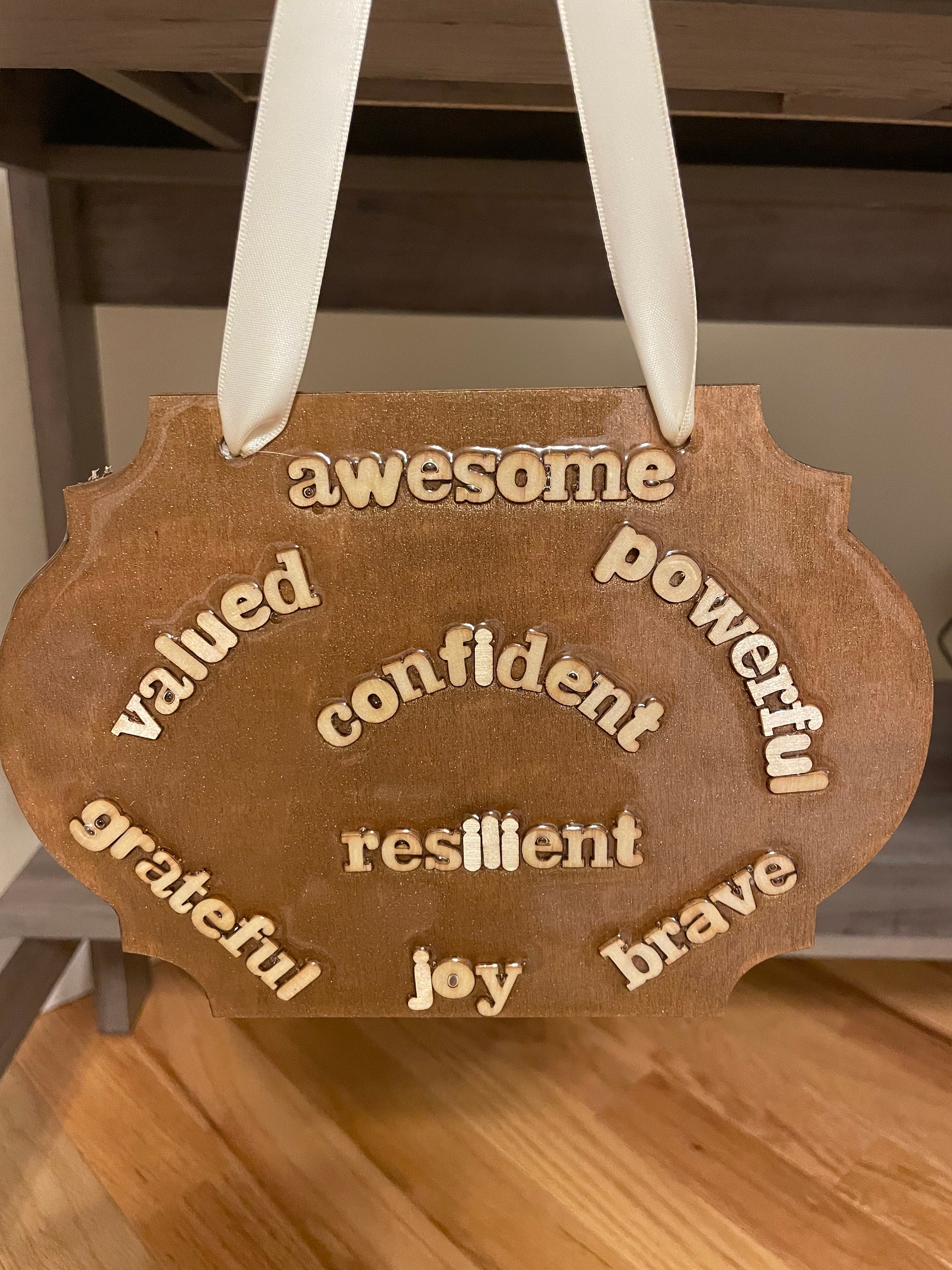 Scattered Words Wooden Motivational Sign With Epoxy Resin Overlay - Etsy