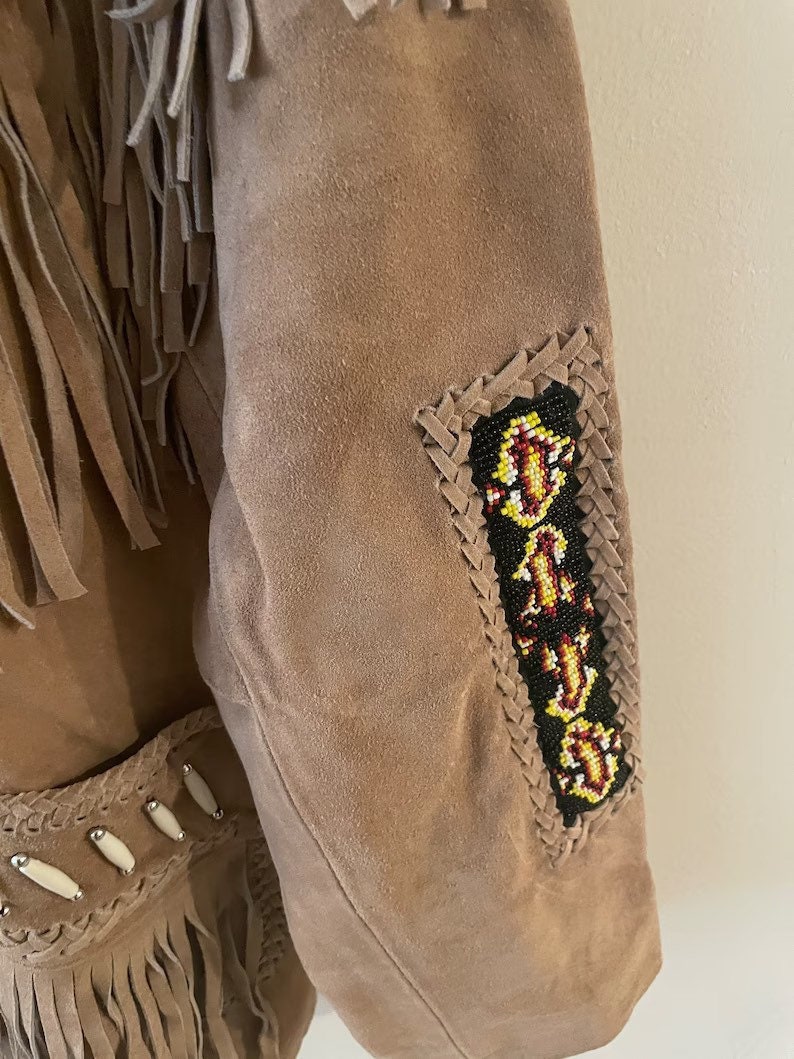 Mens Native American Leather Bead Jacket Suede Handmade Indian - Etsy
