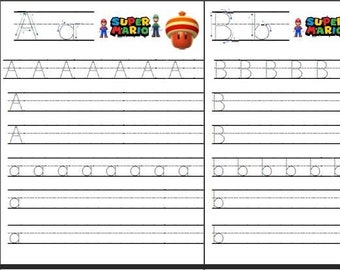 Super Mario ABC Chart Printable Page Printable Preschool Nursery Wall ...