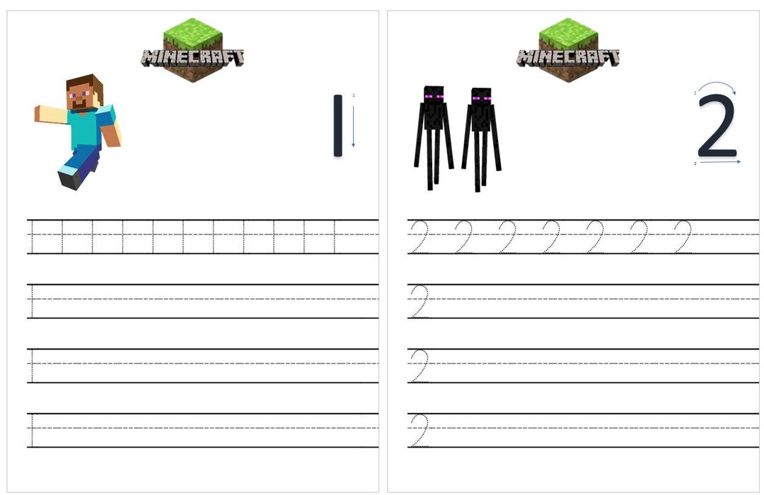 10 Minecraft Number Worksheets, Preschool, Kindergarten, Learning ...