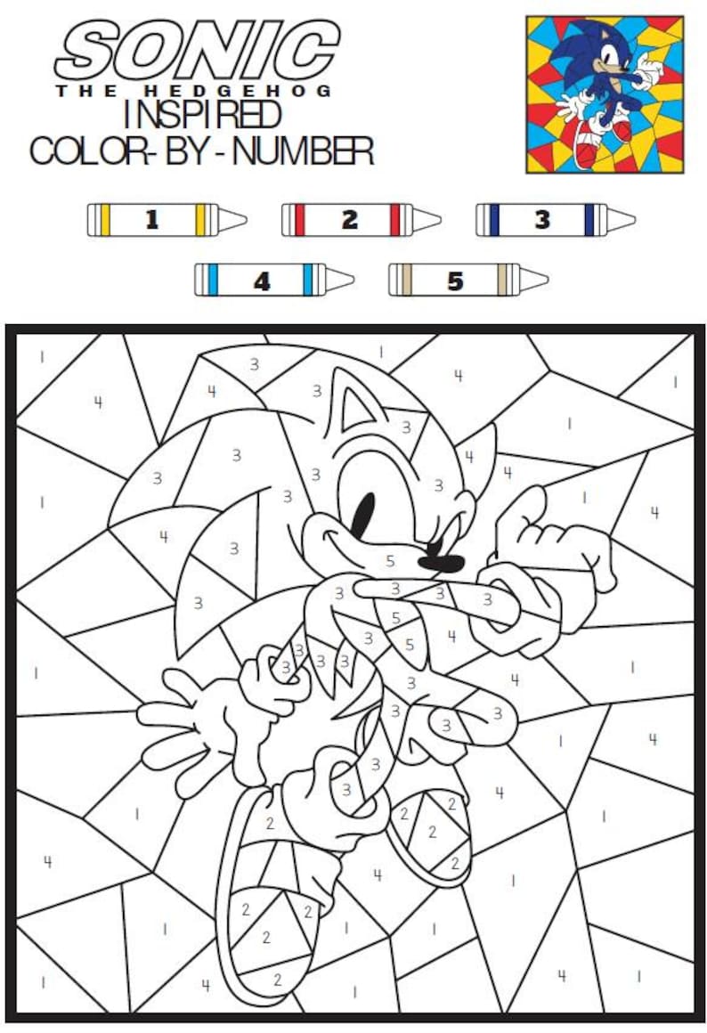 8 Sonic the Hedgehog Color by Number Worksheets, Preschool ...