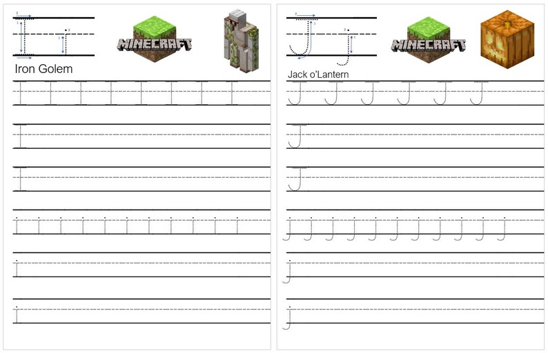 26 Minecraft Alphabet Worksheets, Upper & Lowercase, Preschool ...