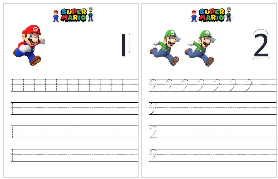 10 Super Mario Number Worksheets, Preschool, Kindergarten, Learning ...