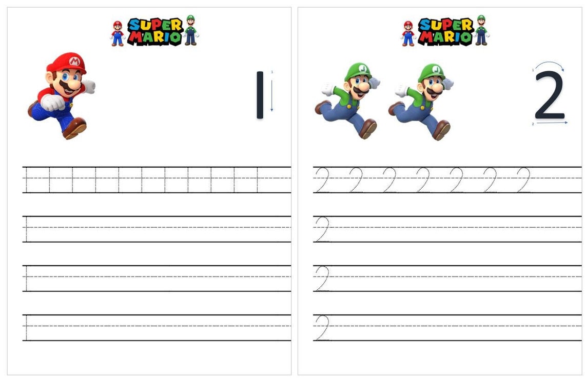 10 Super Mario Number Worksheets, Preschool, Kindergarten, Learning ...