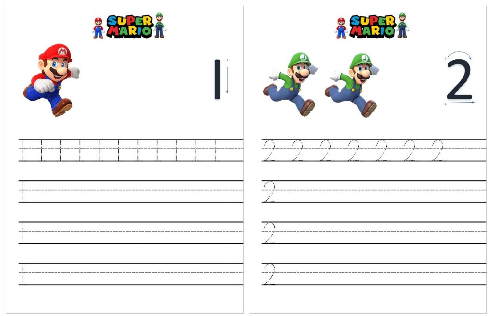 10 Super Mario Number Worksheets, Preschool, Kindergarten, Learning ...