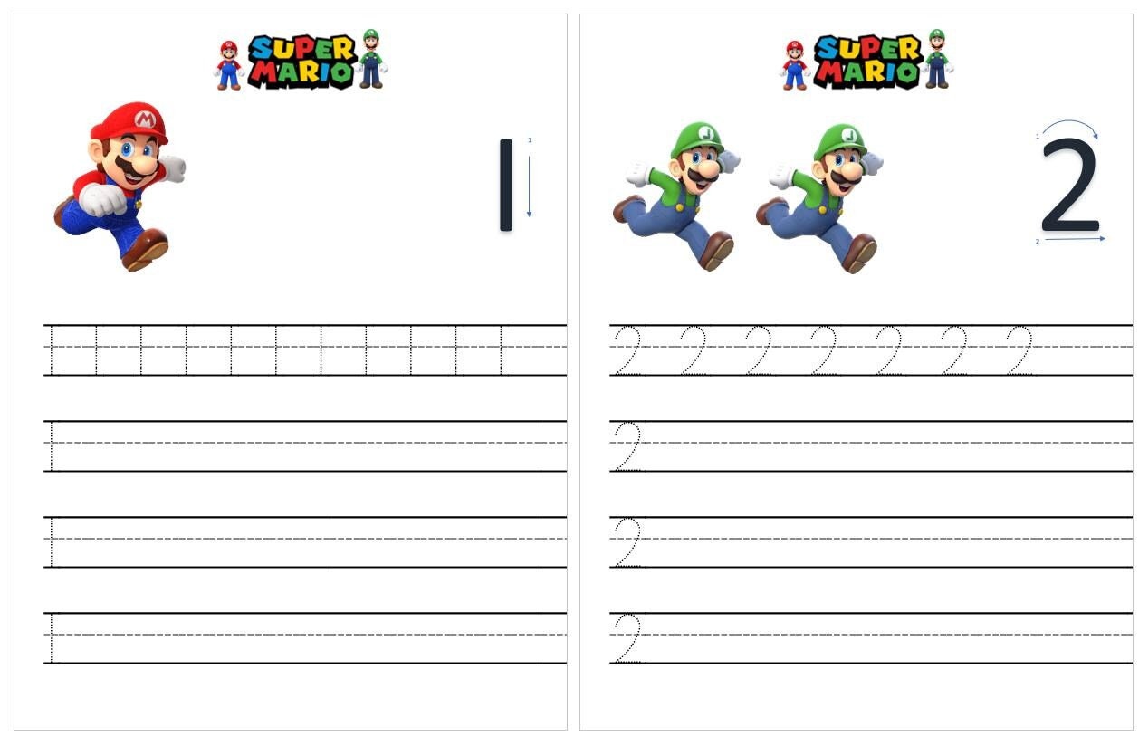 10 Super Mario Number Worksheets, Preschool, Kindergarten, Learning ...
