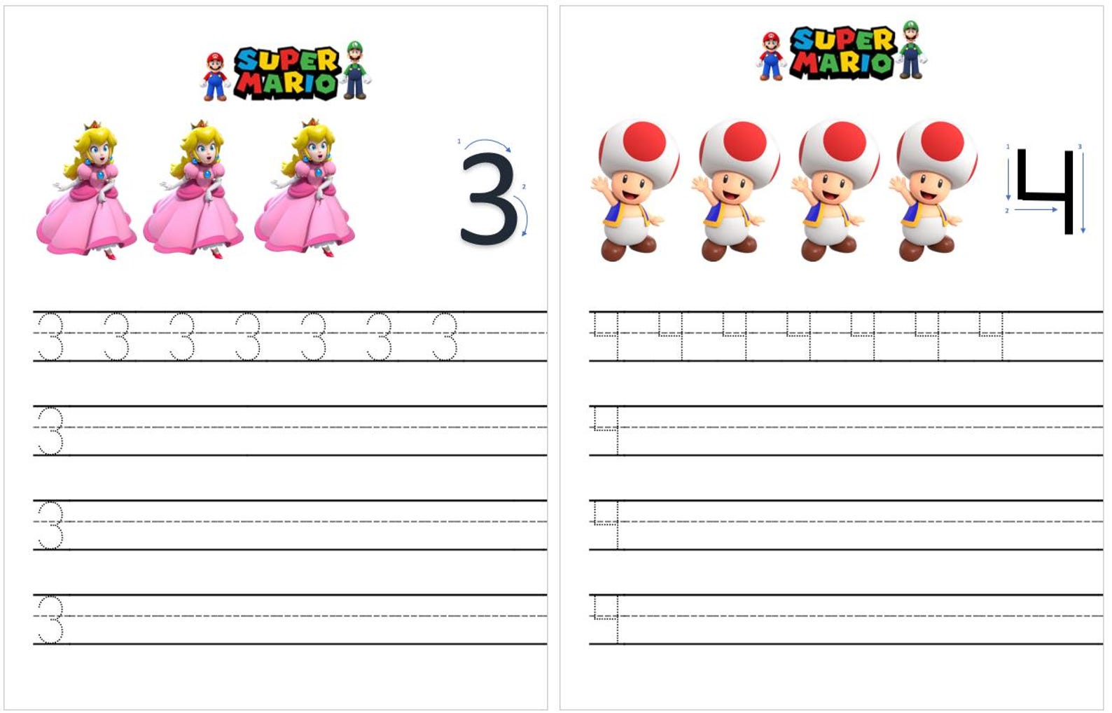 10 Super Mario Number Worksheets, Preschool, Kindergarten, Learning ...