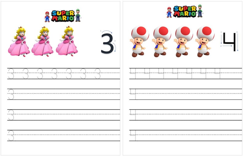 10 Super Mario Number Worksheets, Preschool, Kindergarten, Learning ...