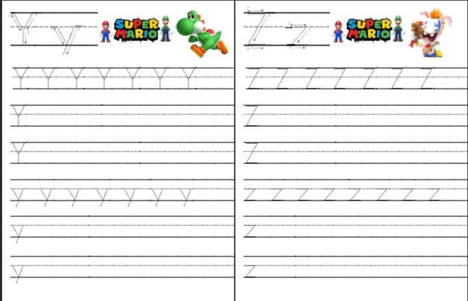 26 Super Mario Alphabet Worksheets, Upper & Lowercase, Preschool ...
