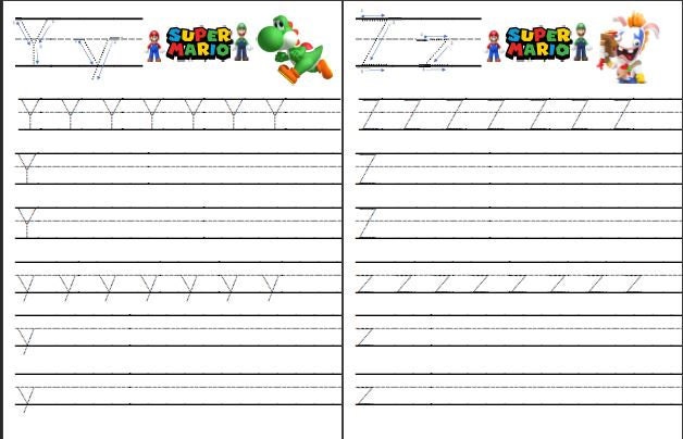 26 Super Mario Alphabet Worksheets, Upper & Lowercase, Preschool ...