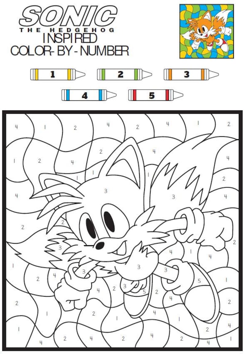 8 Sonic the Hedgehog Color by Number Worksheets, Preschool, Kindergarten, Learning Activity ...